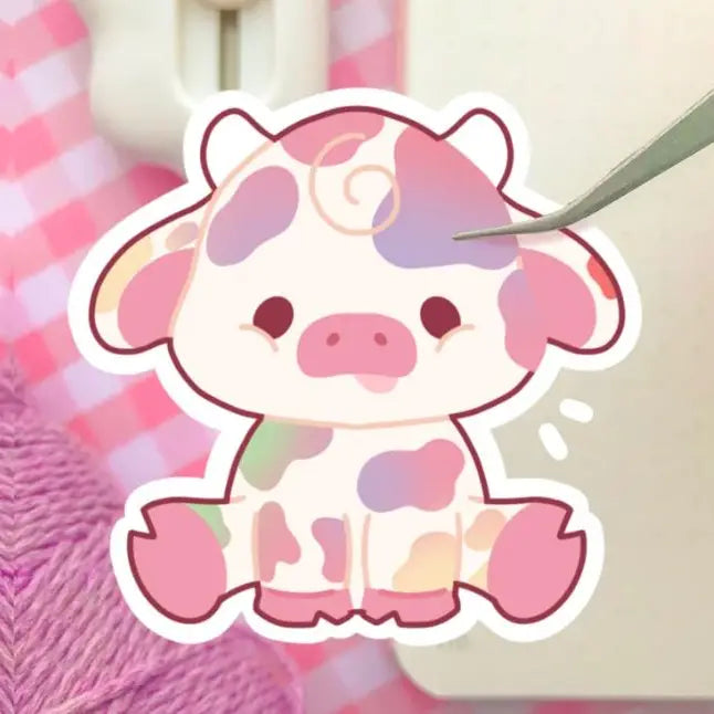[Peaches & Bees] Rainbow Cow Cute Kawaii Die Cut Sticker – lilakshop